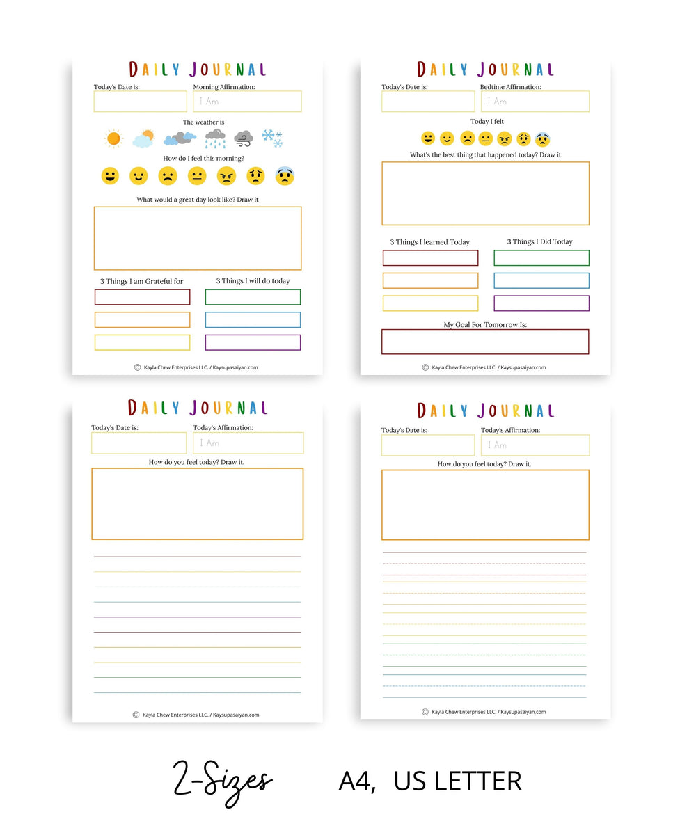Kid's Daily Journal Printable – Ms. Supa Saiyan Prints